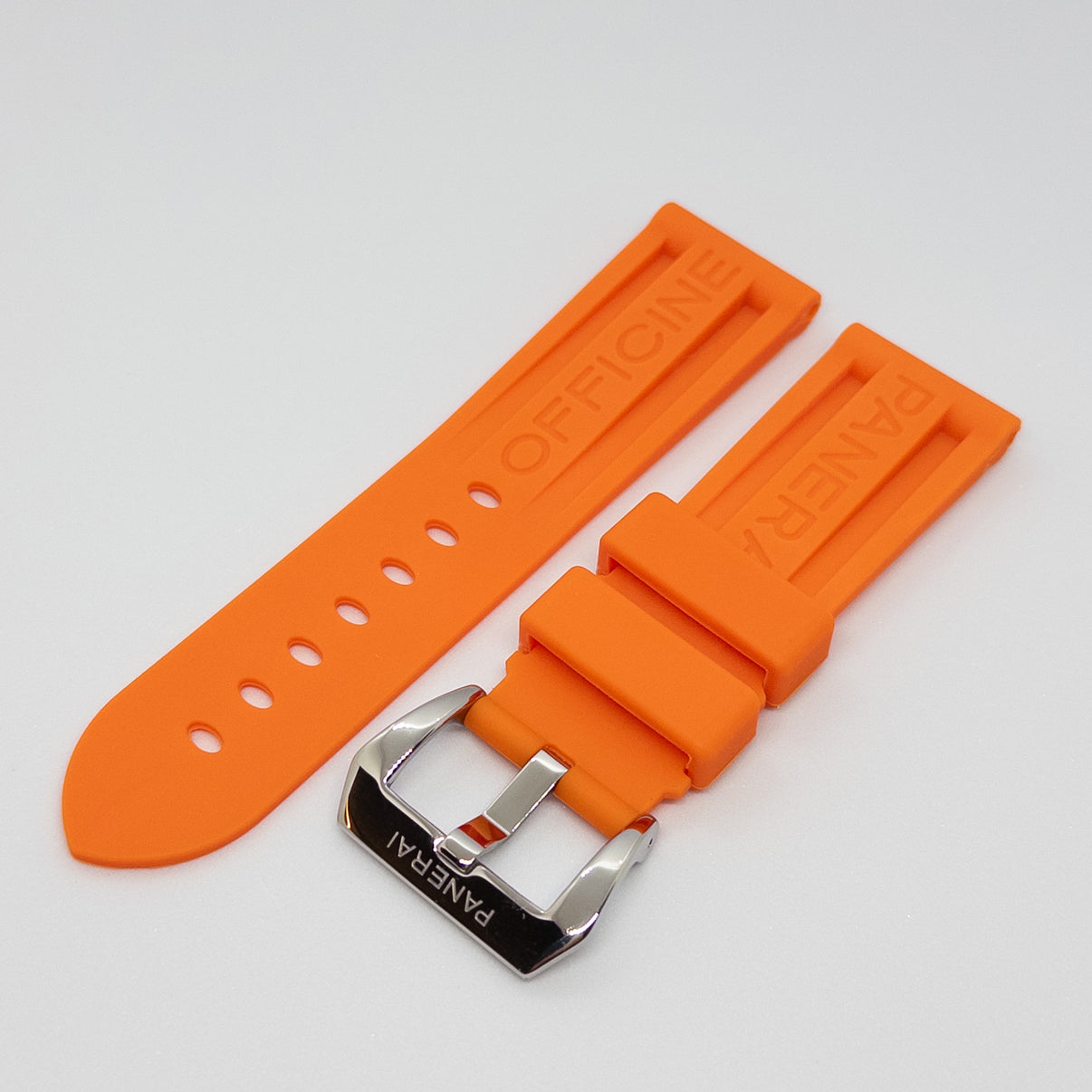 24mm Panerai Officine Orange Rubber Strap With Steel Buckle – STRAPVERS