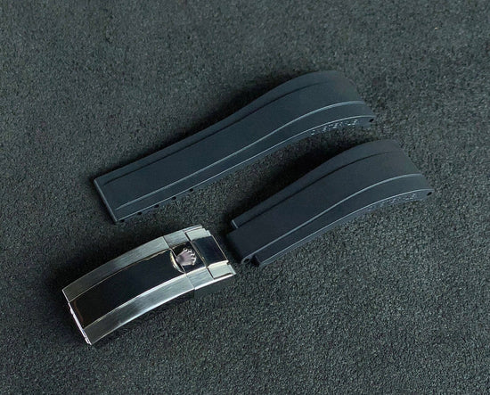 21mm Rolex Oysterflex Style Replacement Rubber Strap Watch Band and De ...